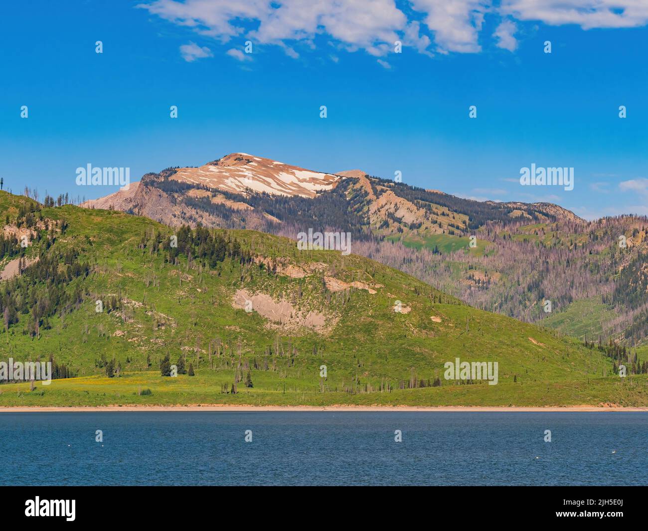 Sunny view of the Teton mountain range of Grand Teton National Park at ...