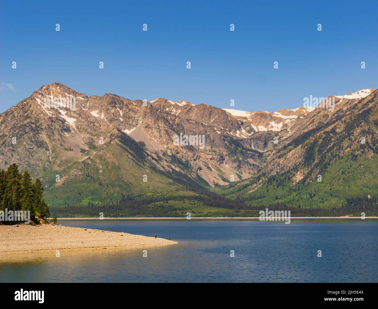 Sunny view of the Teton mountain range of Grand Teton National Park at ...