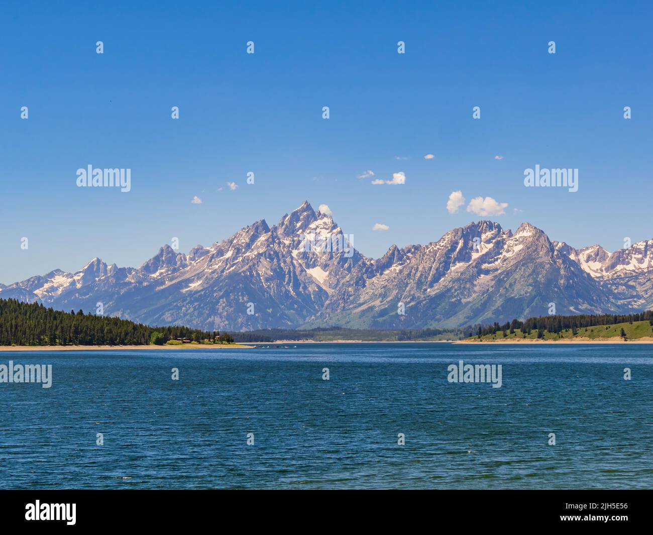 Sunny view of the Teton mountain range of Grand Teton National Park at ...
