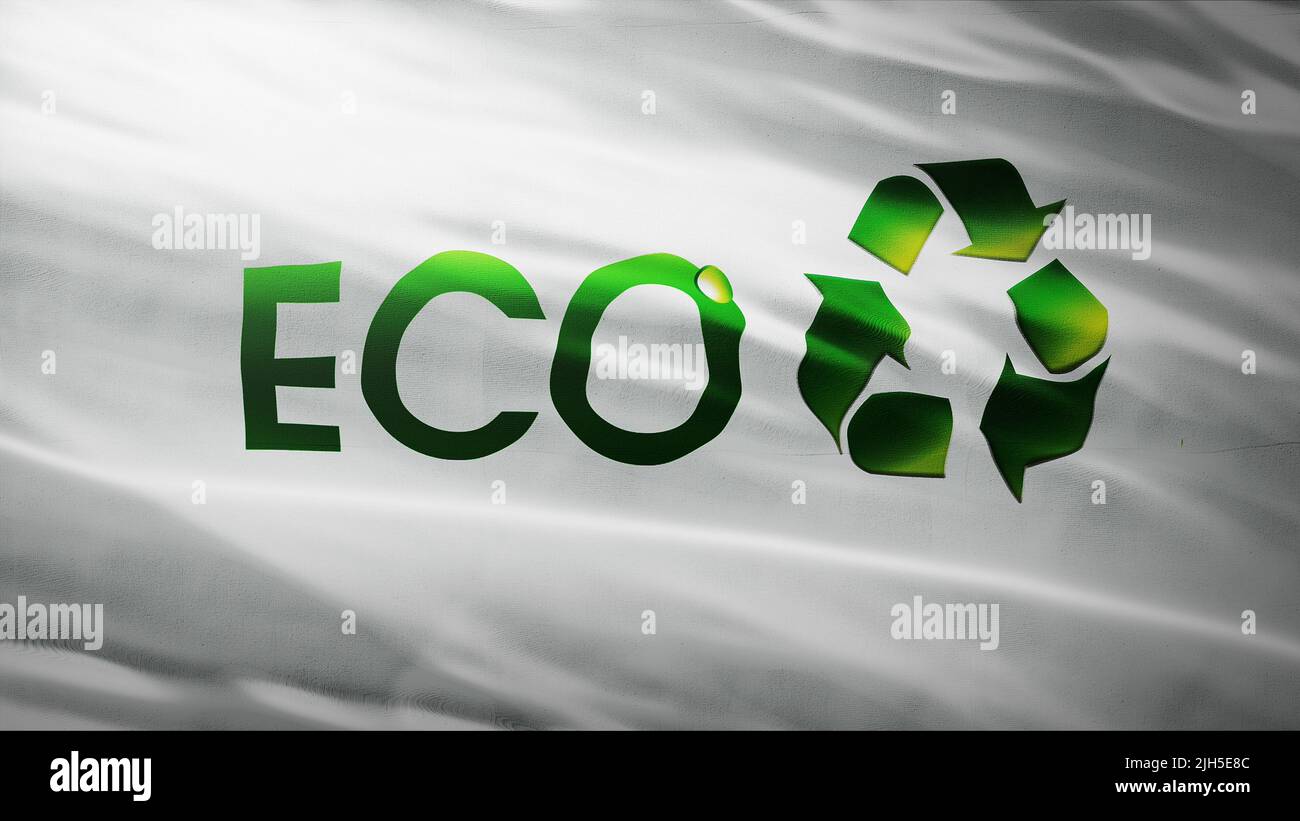 Flag of Green eco recycling logo close up, 3D rendering Stock Photo - Alamy