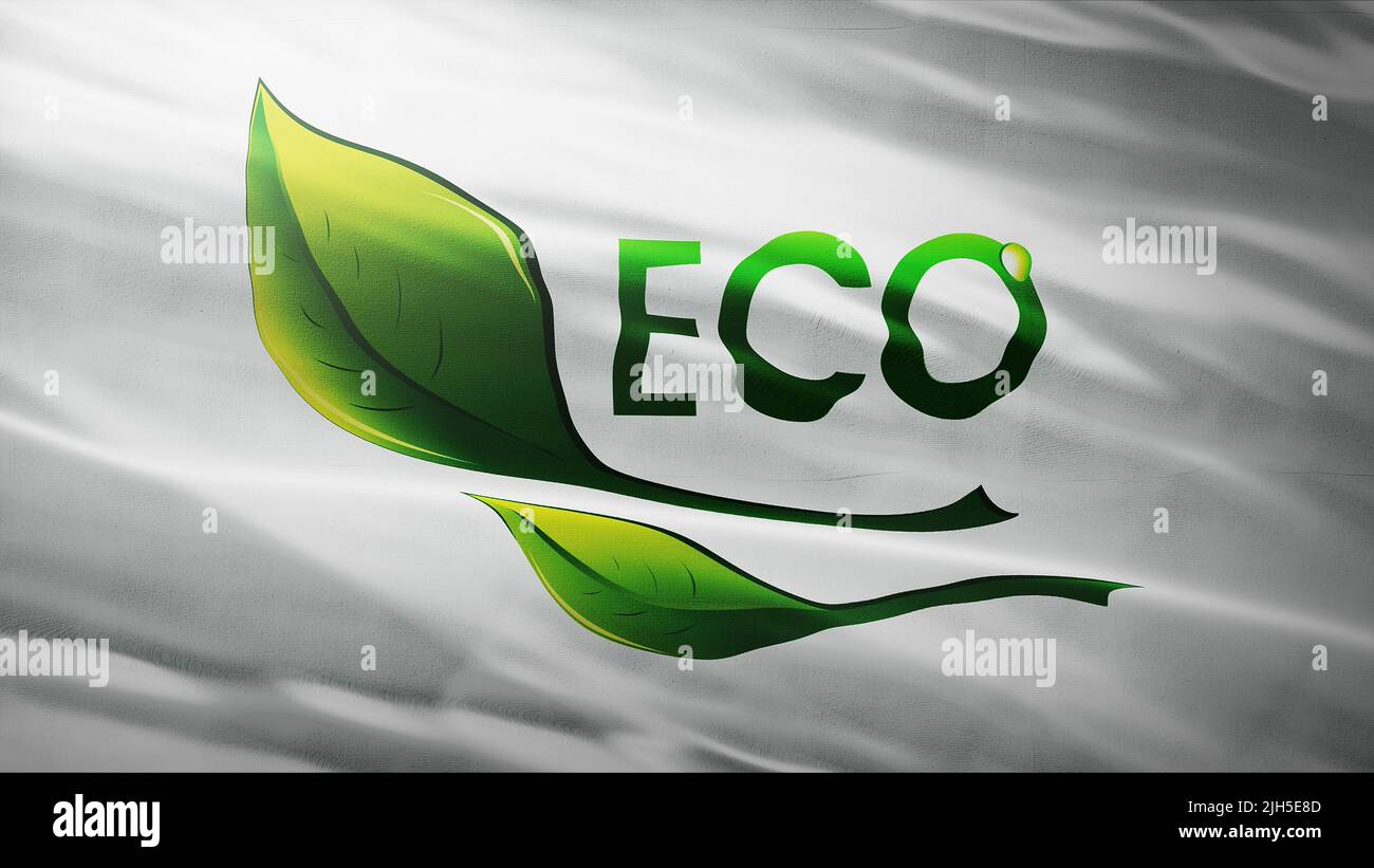 Flag of Green environmental protection logo close up, 3D rendering ...