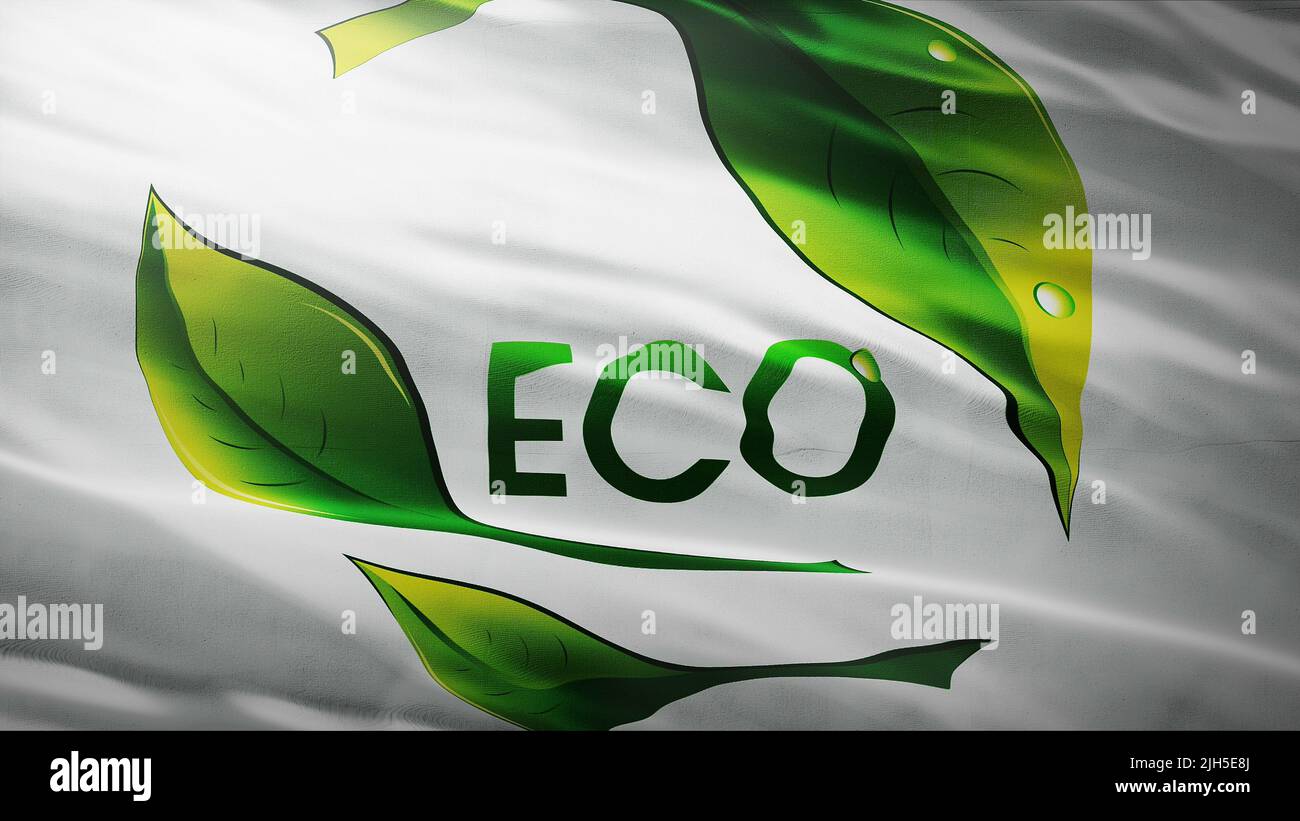Flag of Plant protection green ecological logo close up, 3D rendering ...