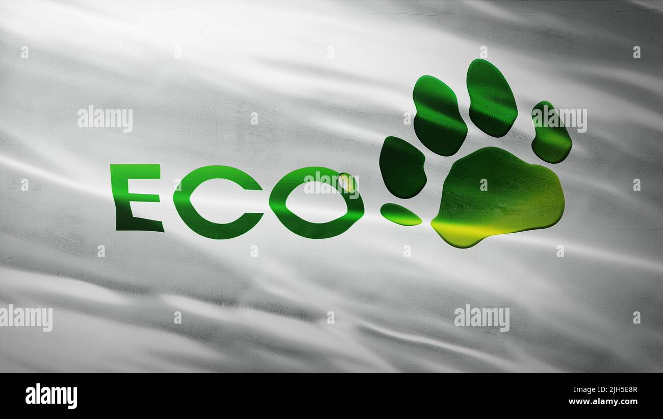 Flag of Green environmental protection animal logo close up, 3D ...