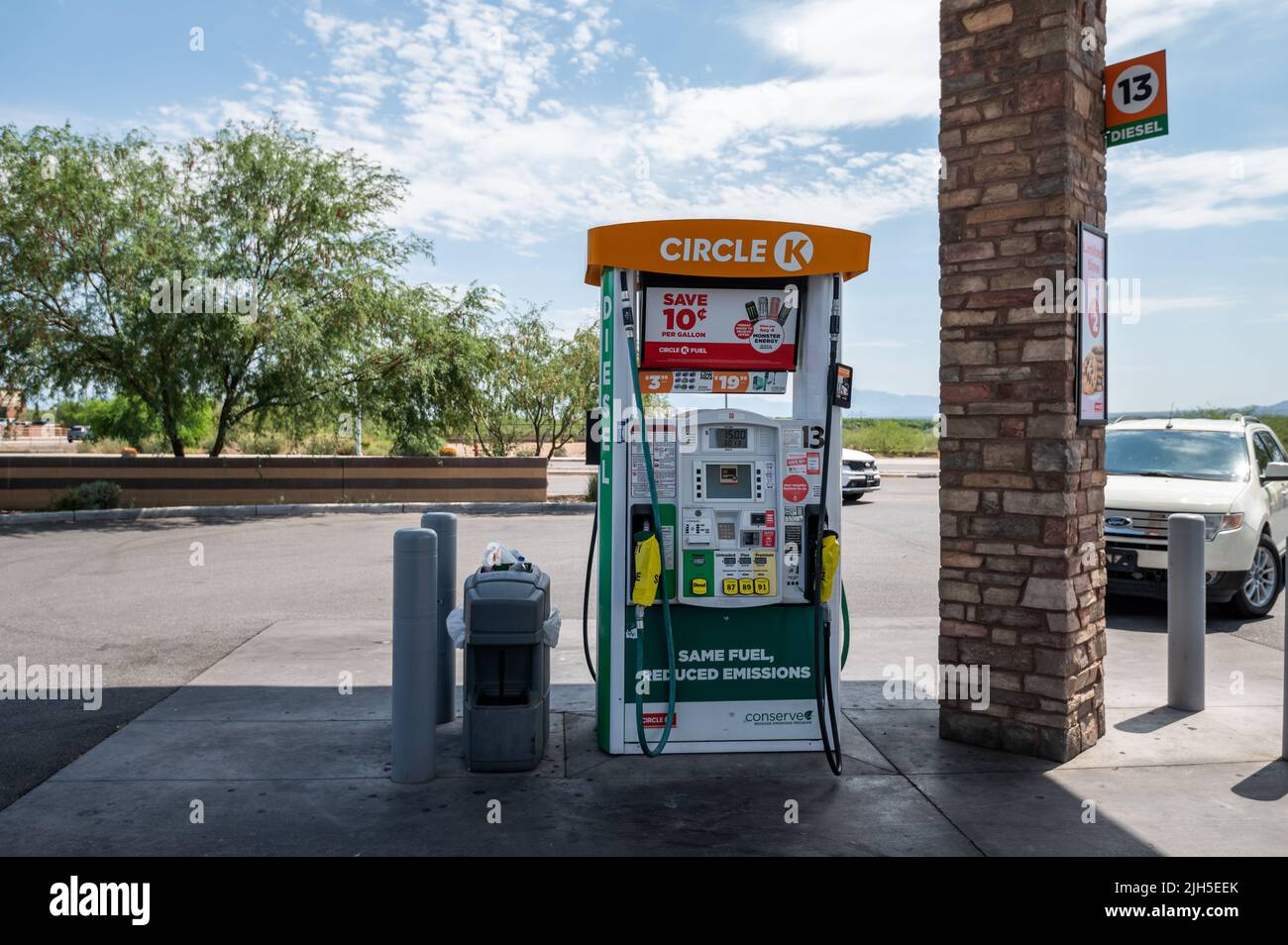 Abandoned Gas Station with Out of Service signs covering the pumps ...