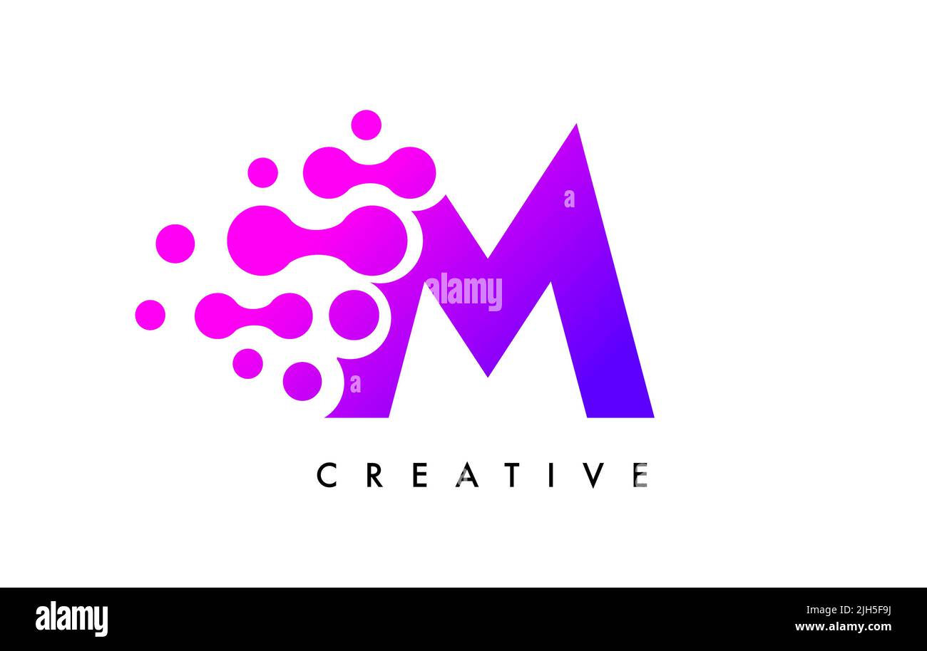 Bubbles Dots Letter M Logo Design. Creative Letter Icon with Blue ...