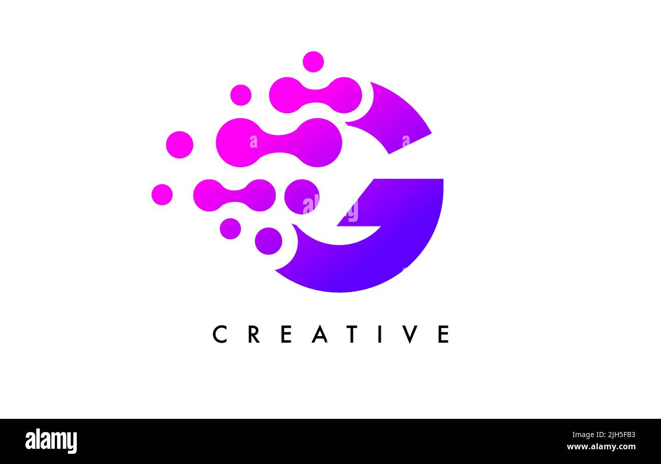 Bubbles Dots Letter G Logo Design. Creative Letter Icon with Blue Bubbles and Circular Dots ...