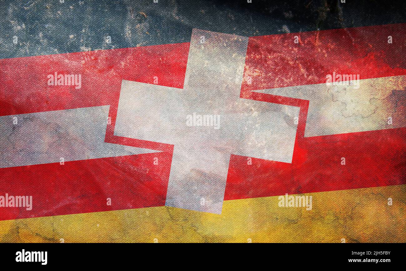 Top view of retro flag D A CH 4 Austria with grunge texture. Austrian ...