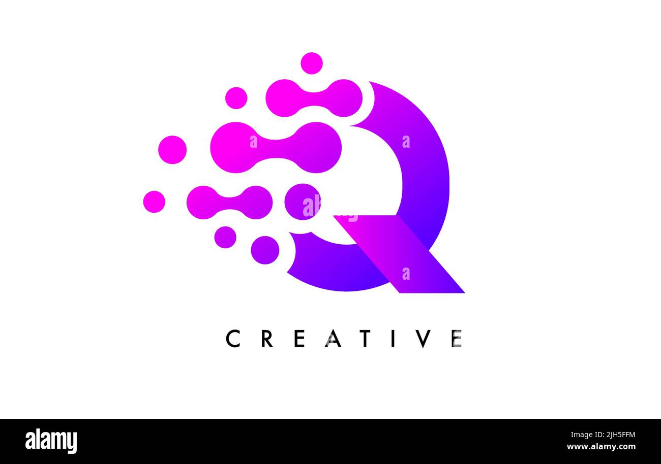 Bubbles Dots Letter Q Logo Design. Creative Letter Icon with Blue ...