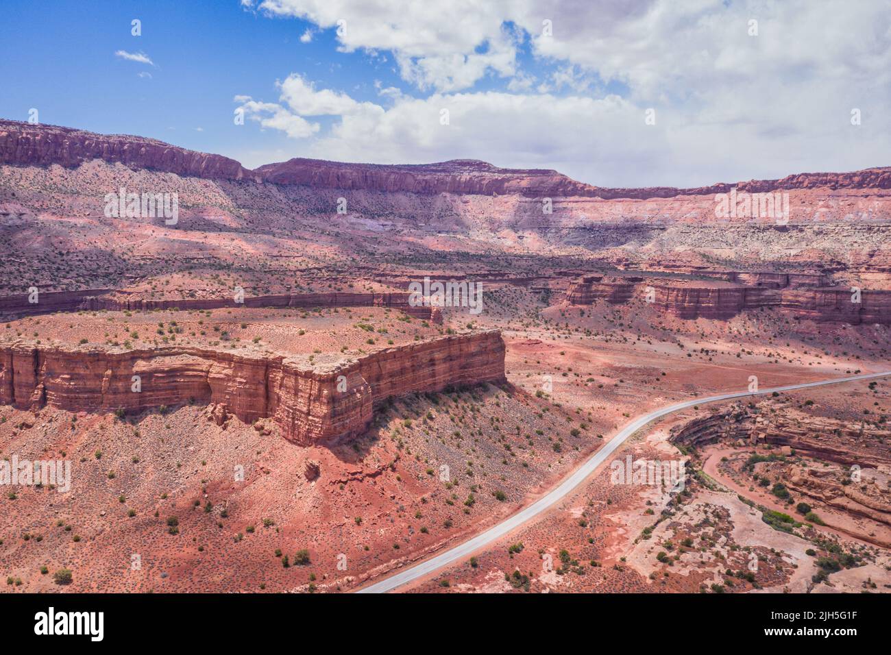 Travel Utah Background. Scenic highway through red rocks Stock Photo ...