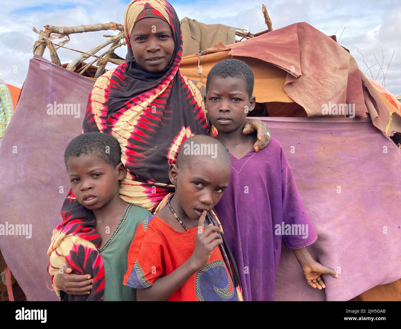Baidoa, Somalia. 28th June, 2022. Bushiya Farah stands with her ...