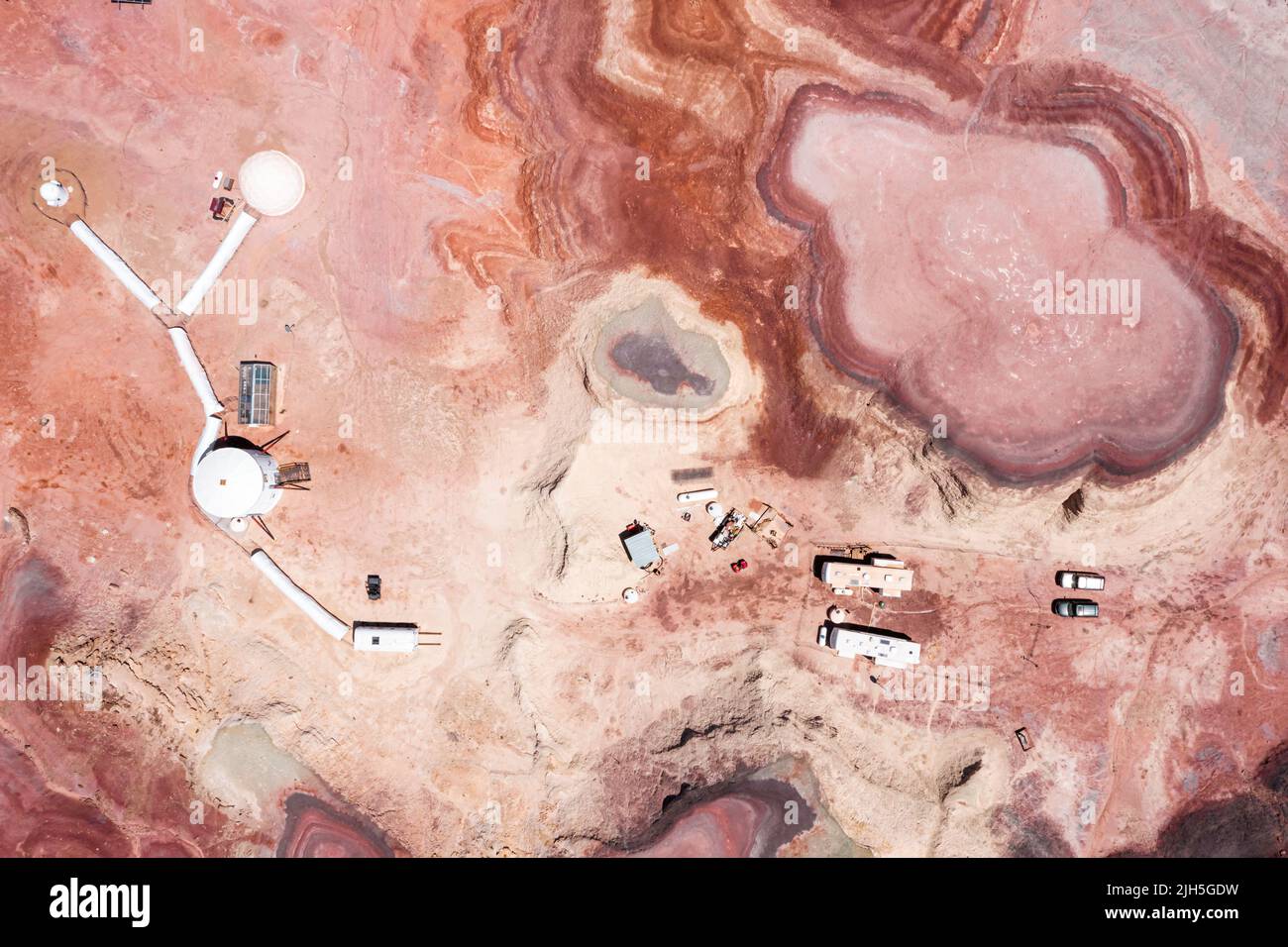 Mars Research Station in Utah, top down drone photo Stock Photo - Alamy