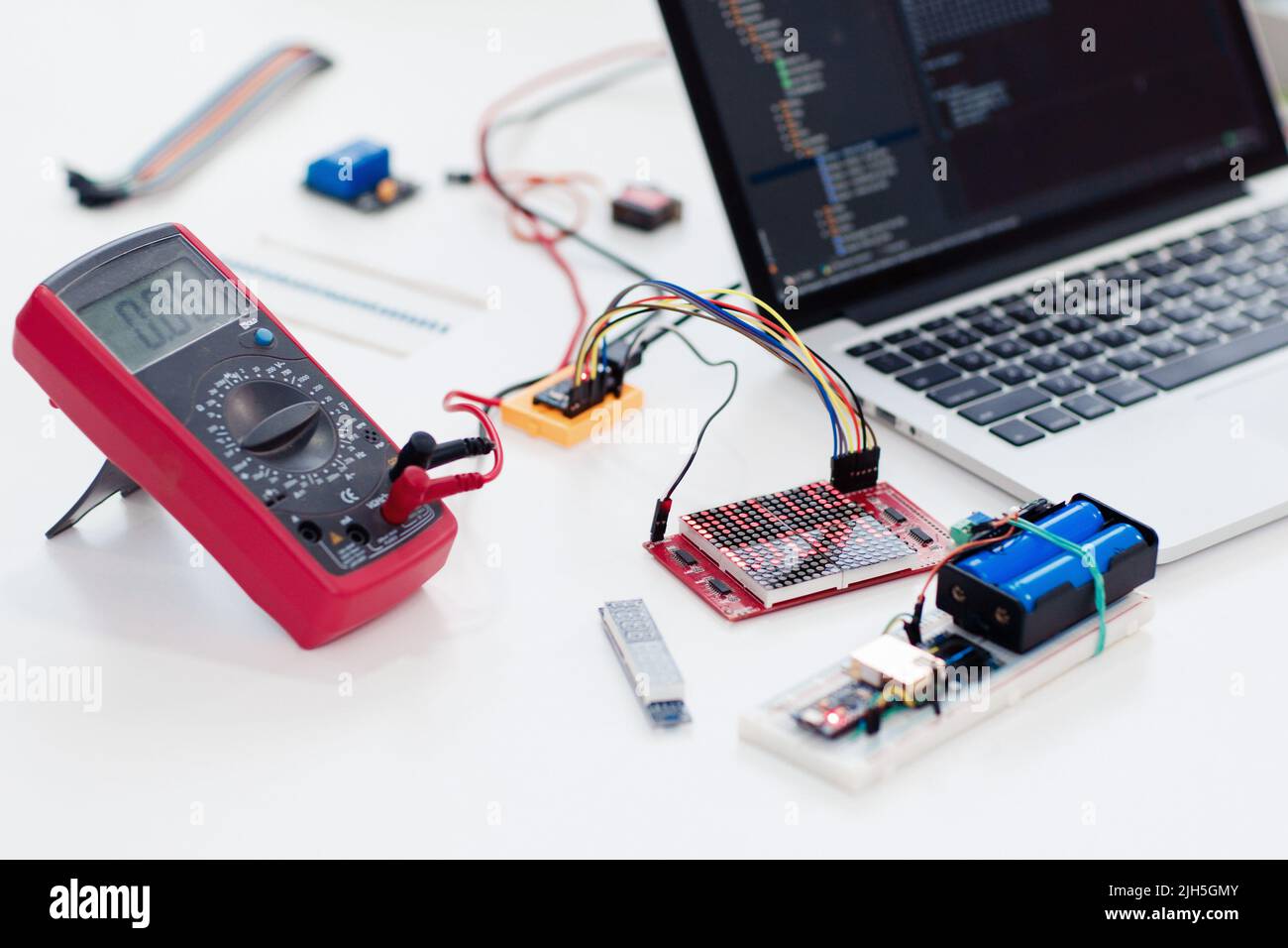 Close-up of multimeter and led matrix display Stock Photo - Alamy