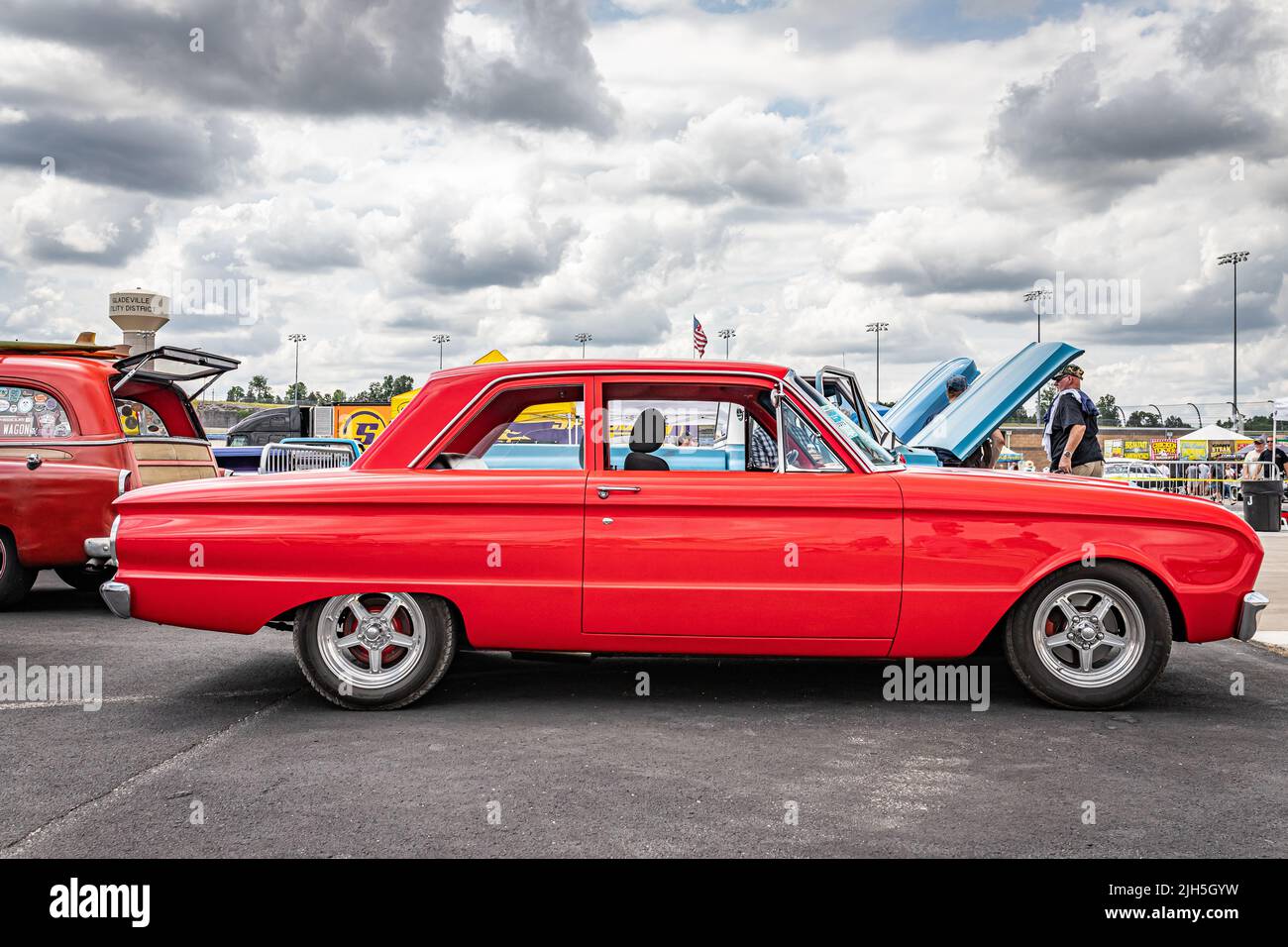 Lebanon, TN - May 14, 2022: Low perspective side view of a 1963 Ford ...