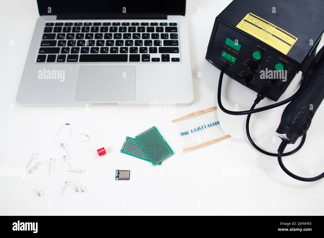 Electronic engineer workplace with components Stock Photo - Alamy