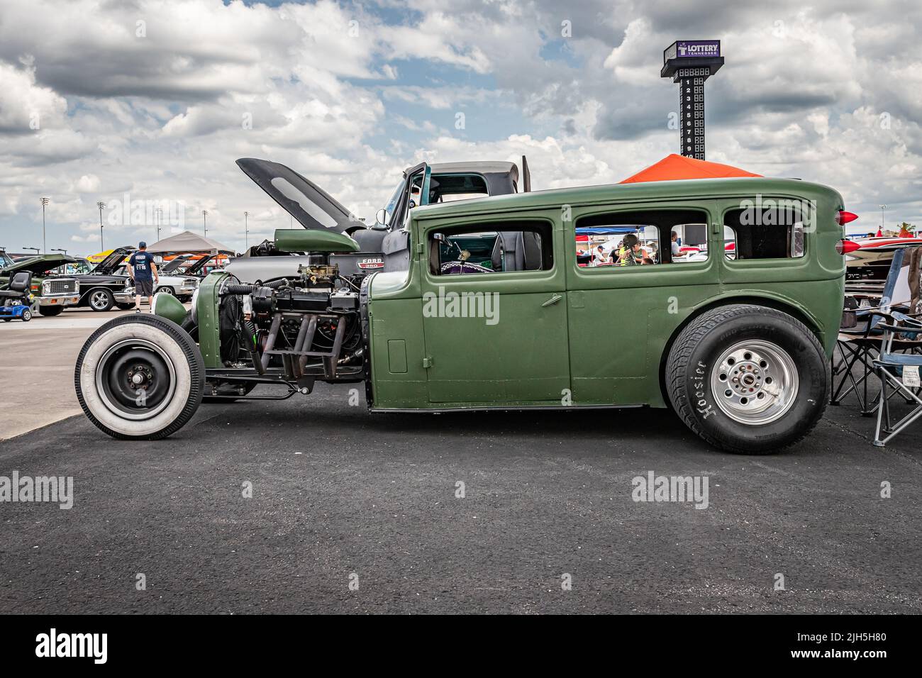 Lebanon, TN - May 14, 2022: Low perspective side view of a 1930 DeSoto ...