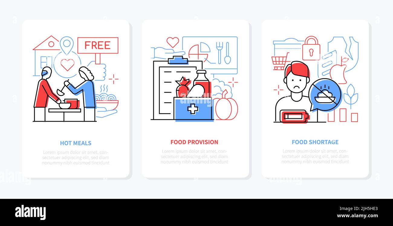 Food provision and meals - line design style banners set Stock Vector ...
