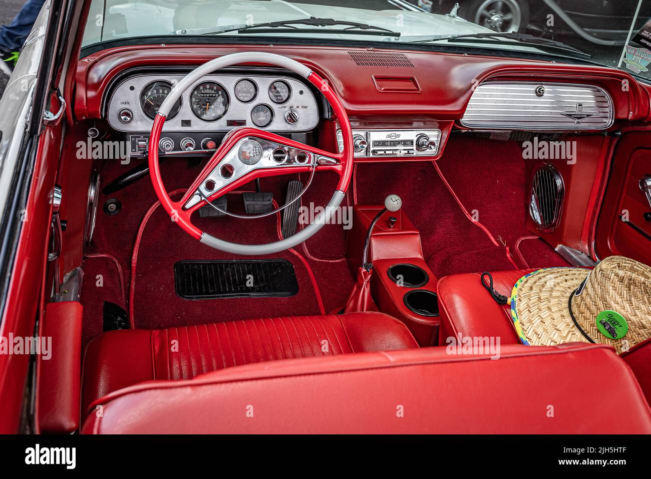 Lebanon, TN - May 14, 2022: Close up interior view of a 1963 Chevrolet ...