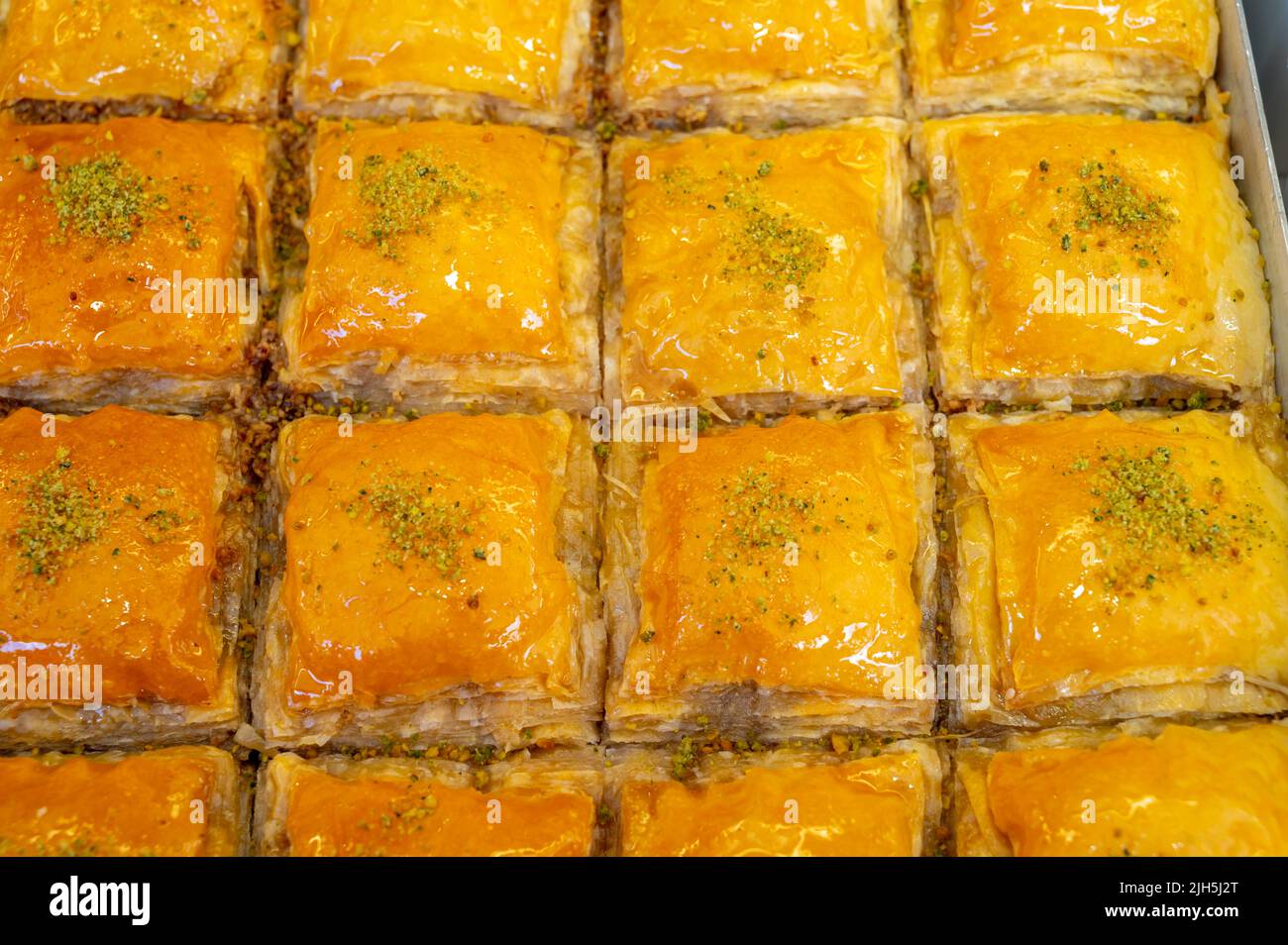 Turkish or arabic sweet dessert, baklava made from filo pastry, filled ...