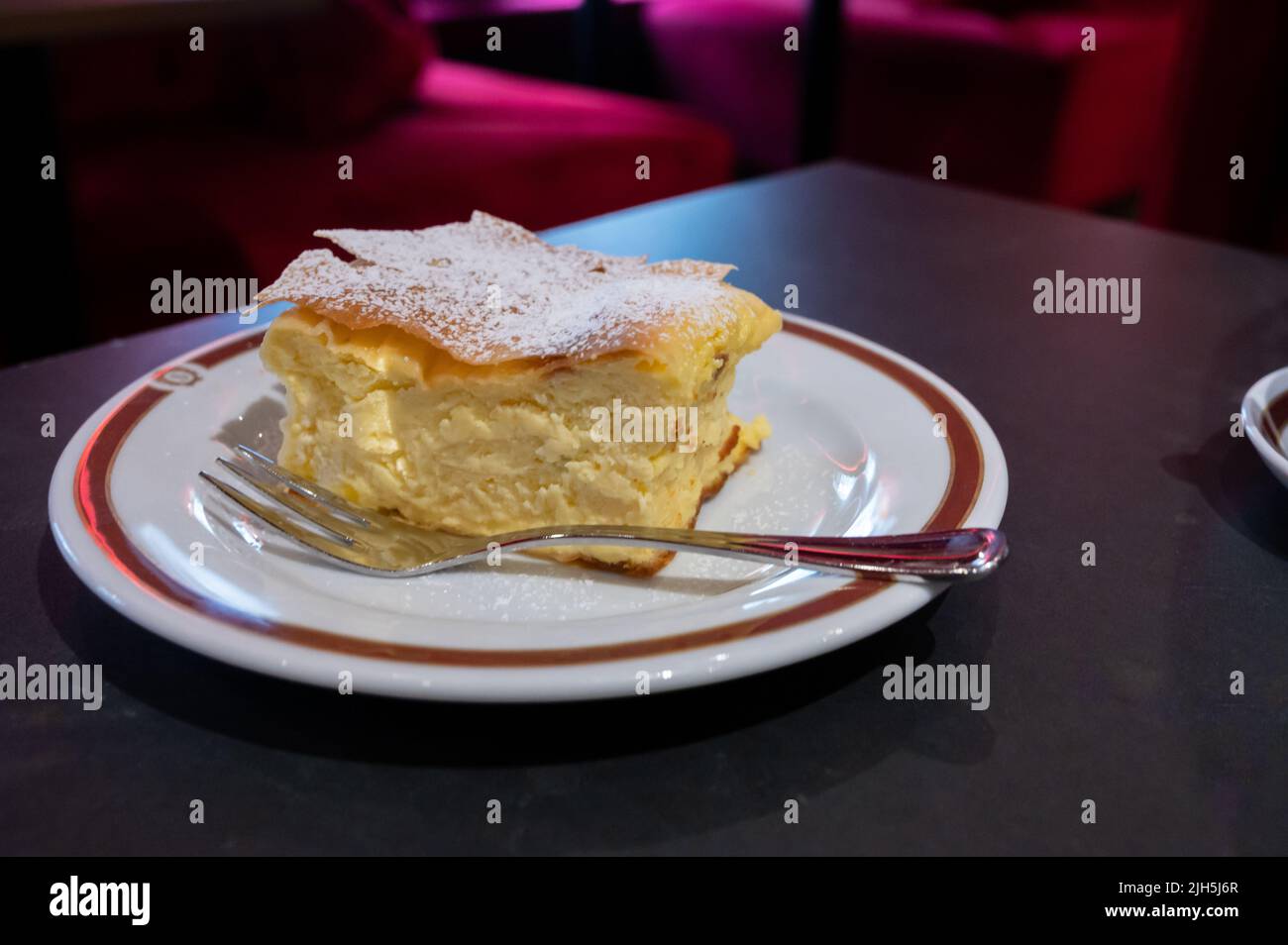 Austrian sweet dessert, filled with white cheese strudel served warm in ...
