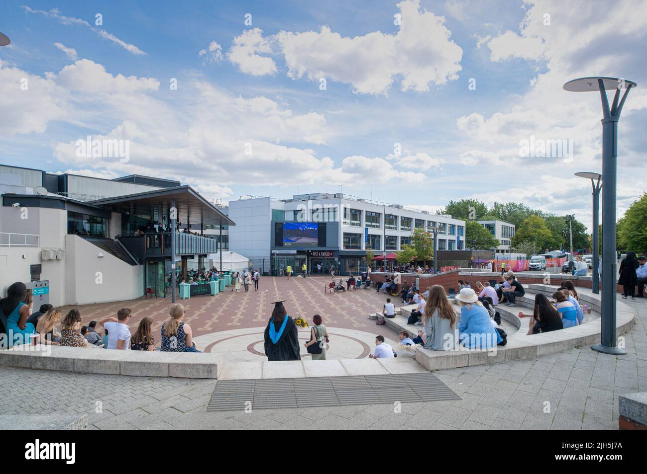 University of Warwick, Coventry, UK. The central university square, or plaza where students ...