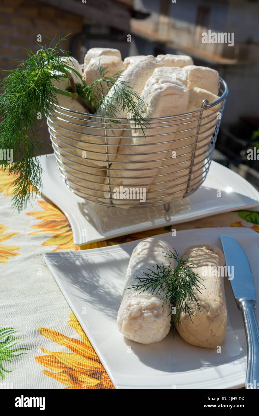 Artisan homemade organic white hard goat cheese from small goat farm in ...