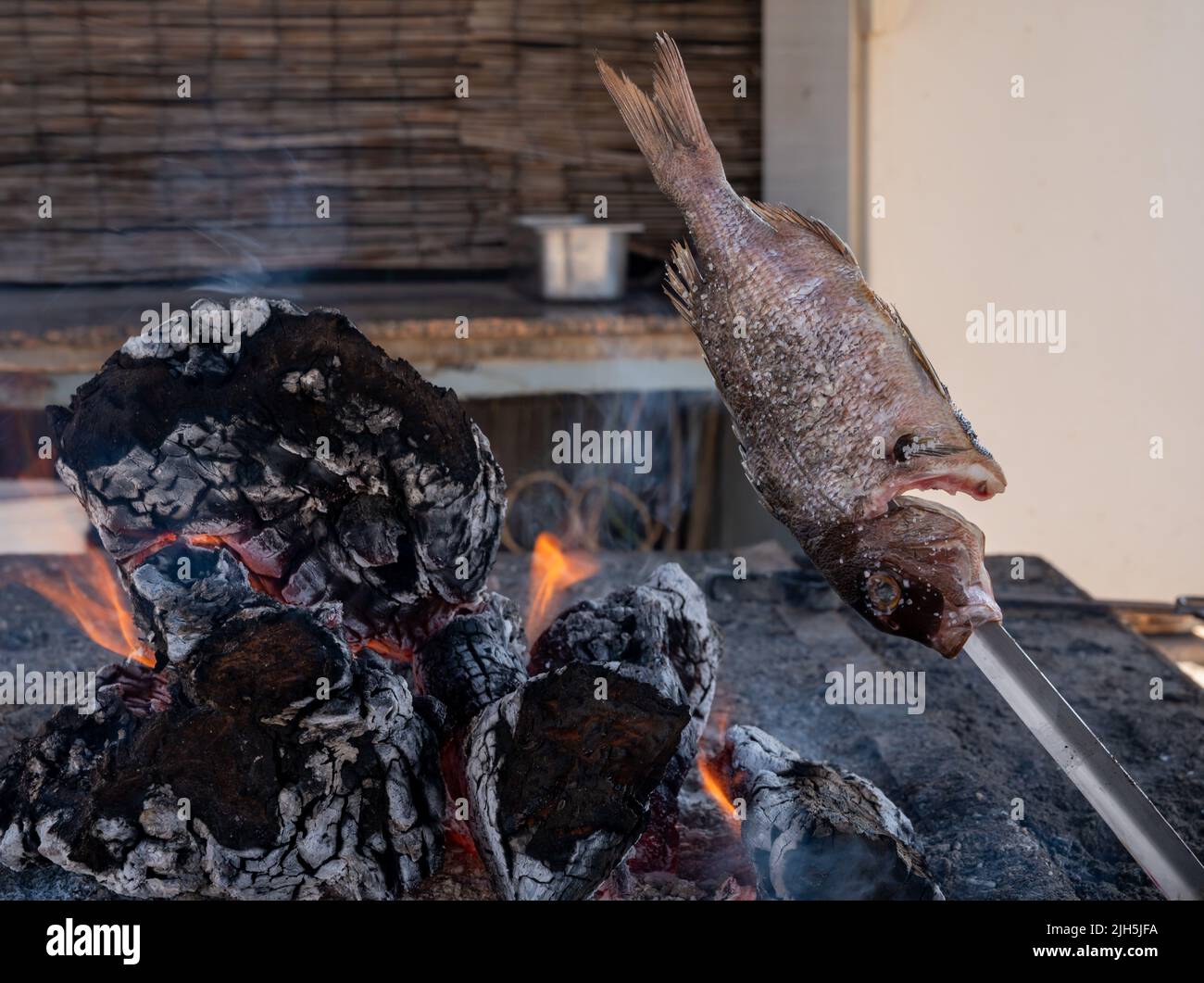 Malaga style of preparation of fresh fish, catch of the day, on skewers ...