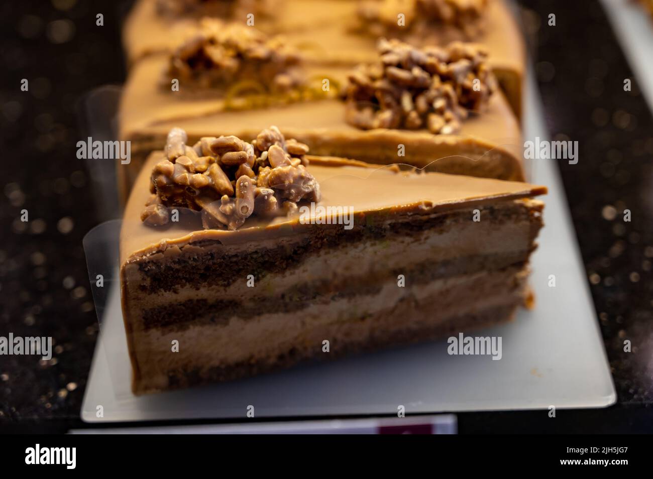 Austrian desserts, different types of chocolate and fruit cakes on ...