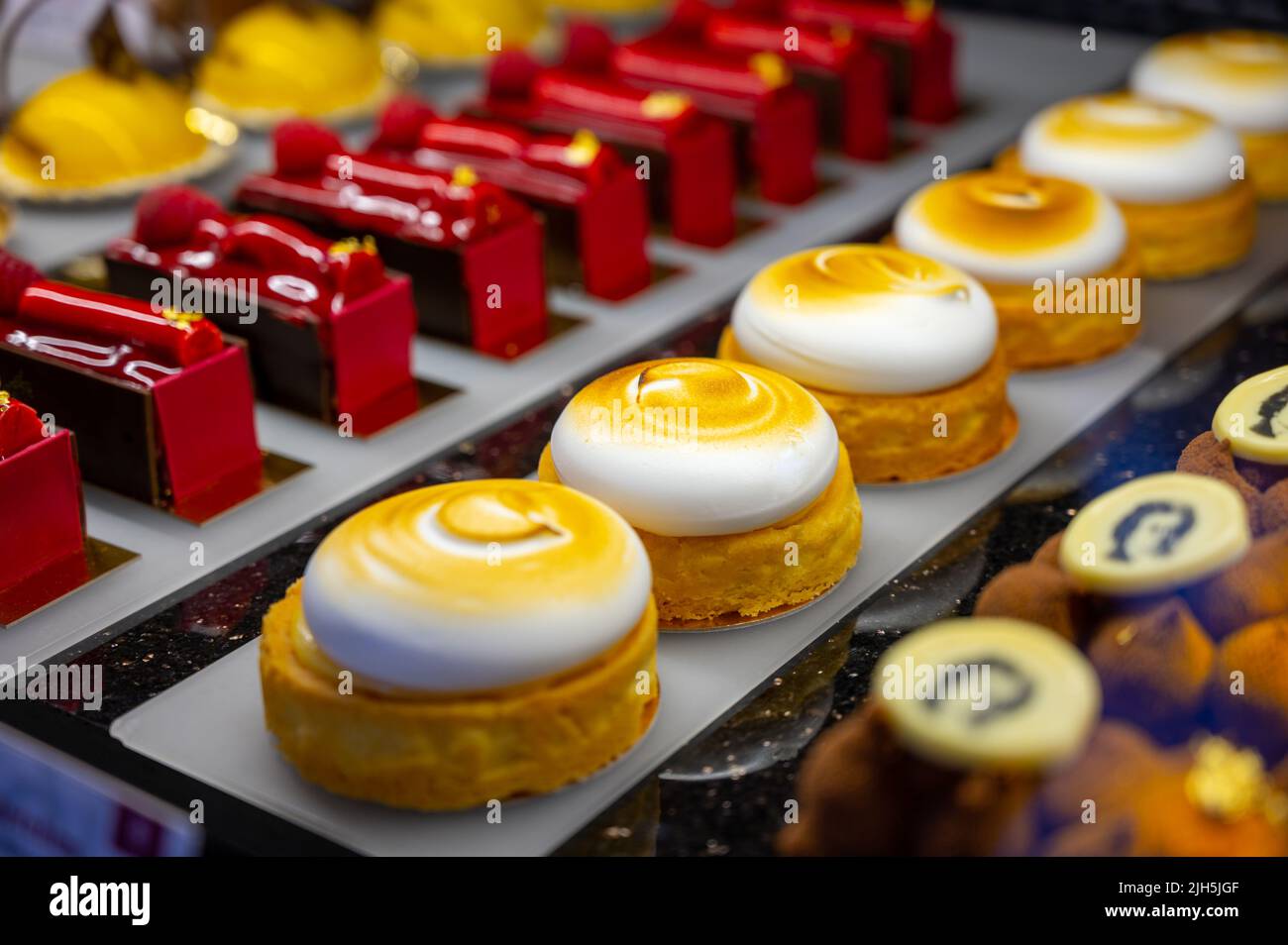 Austrian desserts, different types of chocolate and fruit cakes in ...