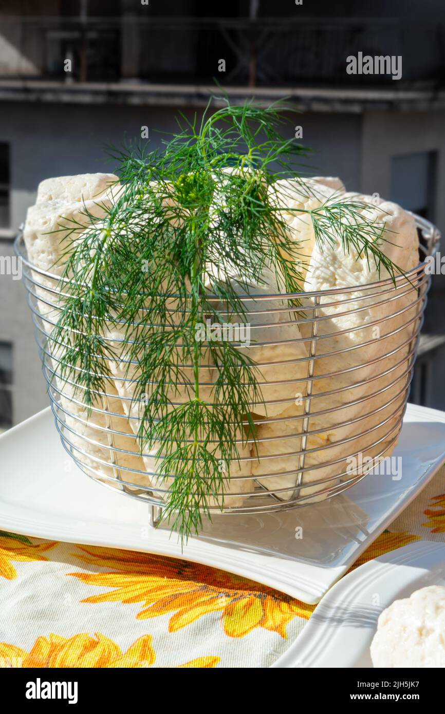 Artisan homemade organic white hard goat cheese from small goat farm in ...