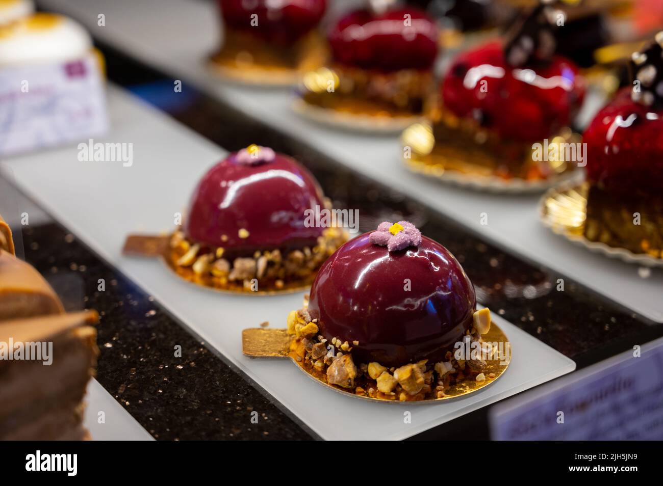 Austrian desserts, different types of chocolate and fruit cakes in ...