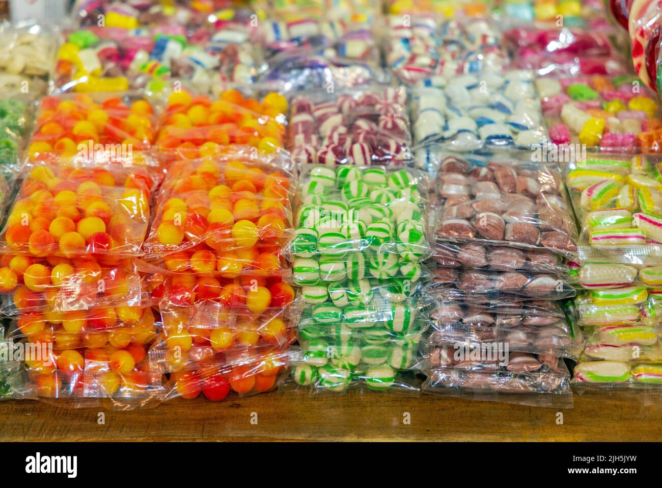 Colourful Hard Candy in Bags Sweet Shop Stock Photo - Alamy