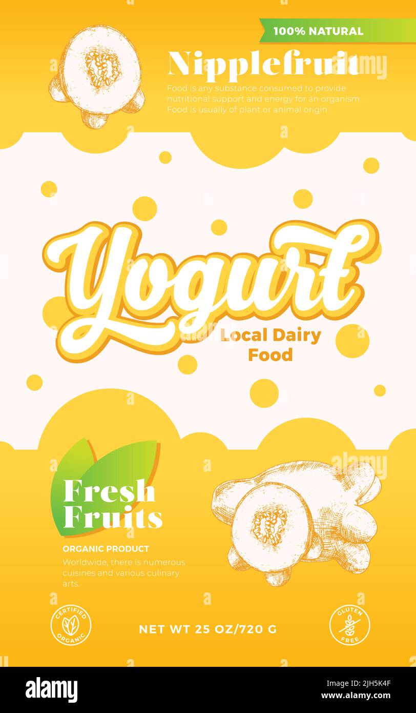 Fruits and Berries Yogurt Label Template. Abstract Vector Dairy ...