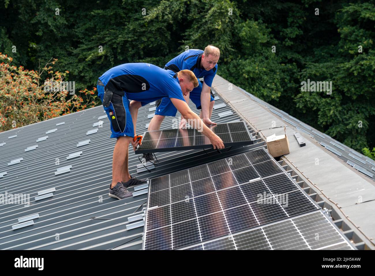 Installation of solar modules on the roof of a barn, a farm, over 240 ...