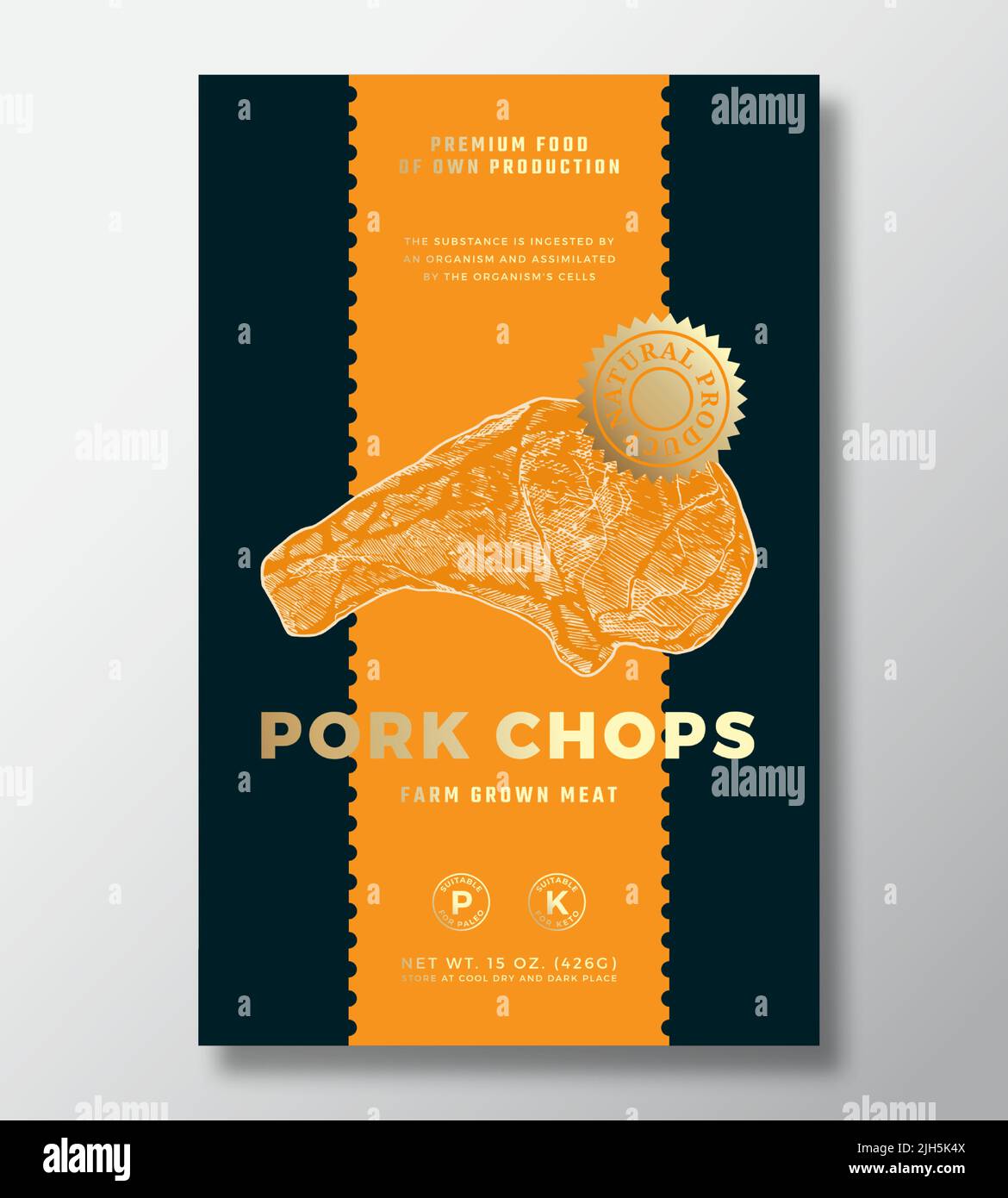 Farm Grown Pork Chops Abstract Vector Packaging Label Design Template ...