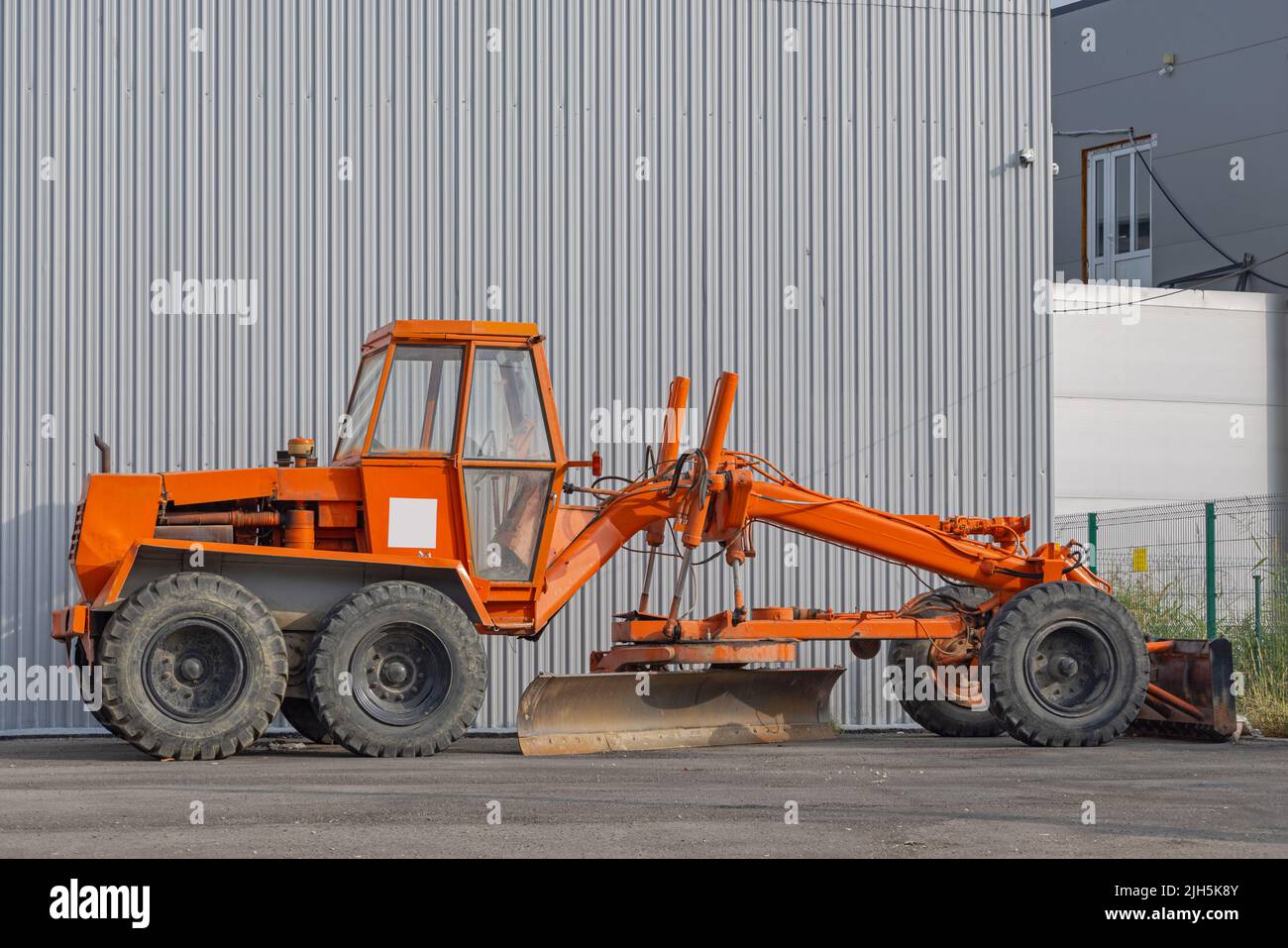 Motor Road Grader Blade Orange Construction Machine Stock Photo - Alamy