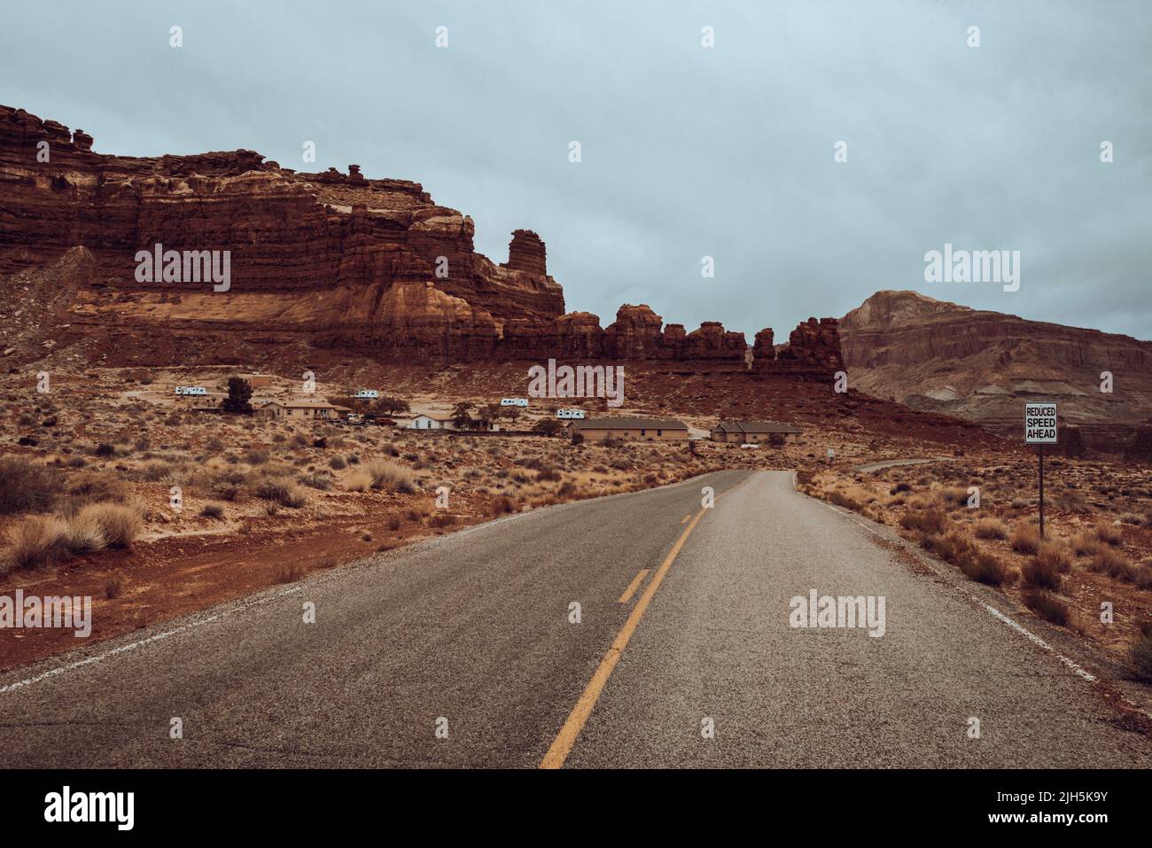 Empty Pavement Road Towards Hite Marina Campground In Hite, Utah ...