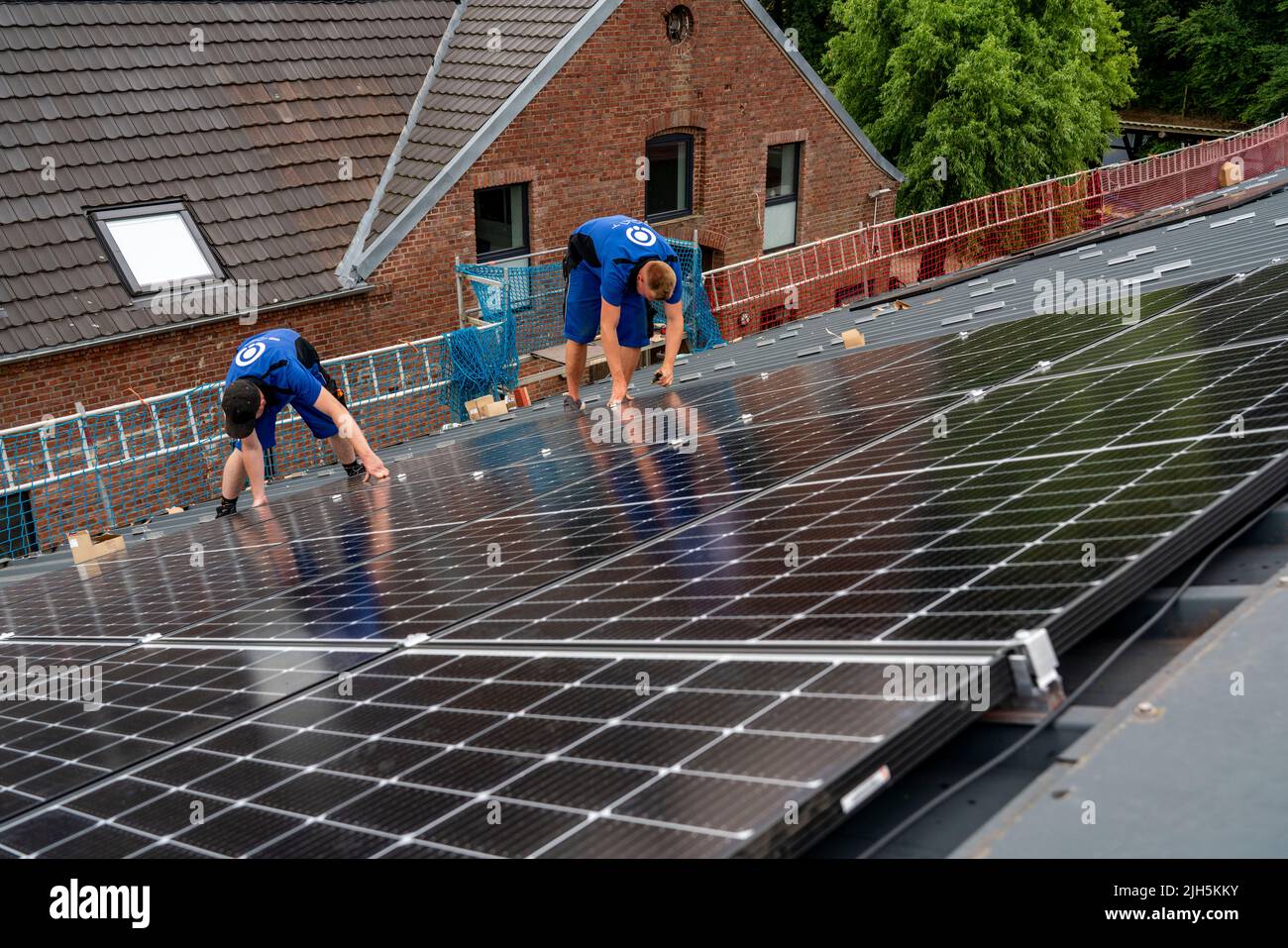 Installation of solar modules on the roof of a barn, a farm, over 240 ...