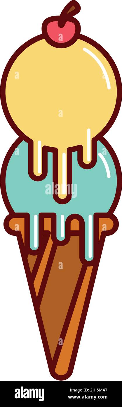 two balls cone ice cream product Stock Vector Image & Art - Alamy