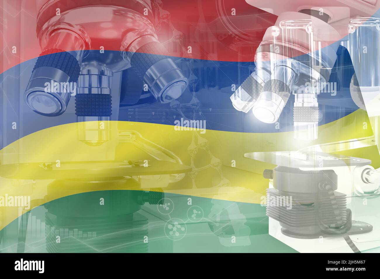 Microscope on Mauritius flag - science development conceptual ...