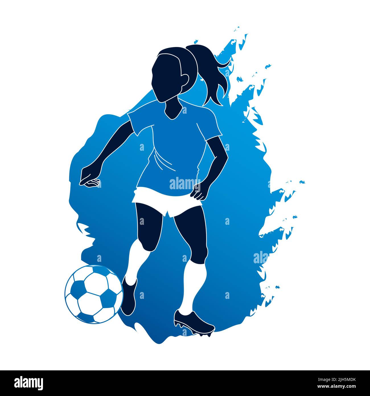 woman playing football sports illustration Stock Photo - Alamy