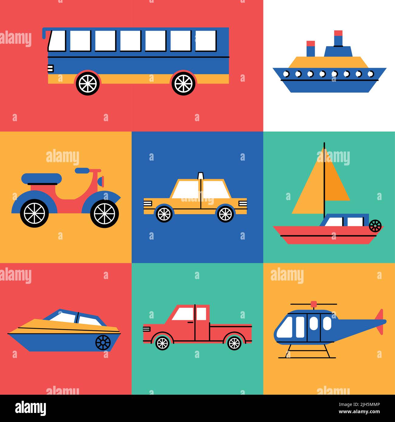 eight means of transport icons Stock Vector Image & Art - Alamy