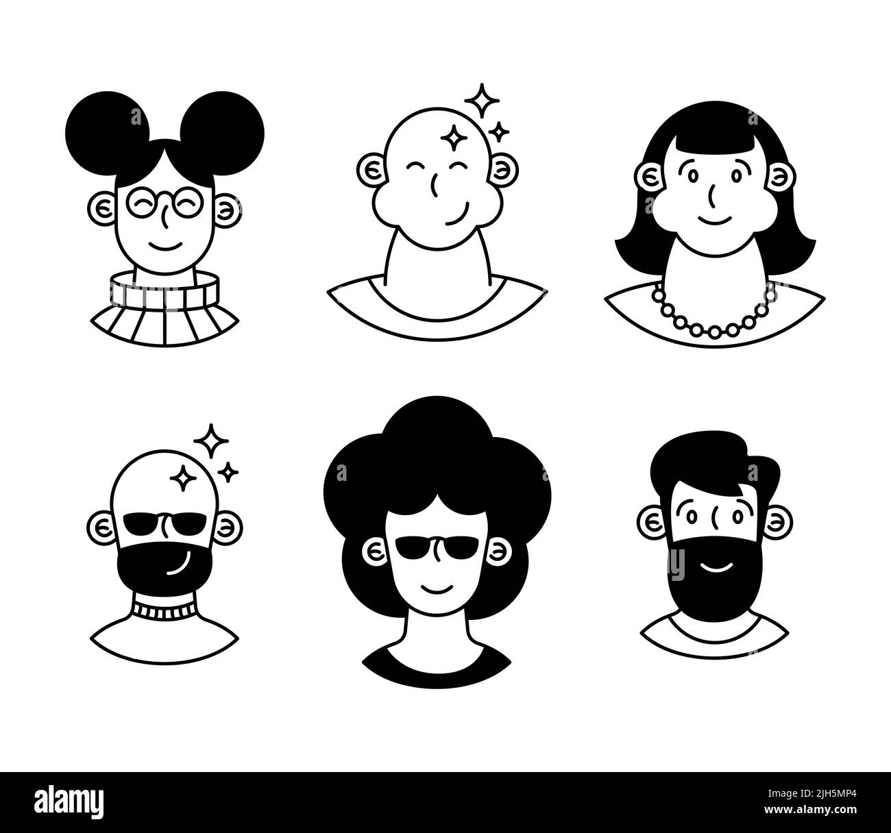 six persons monochrome characters group Stock Vector Image & Art - Alamy
