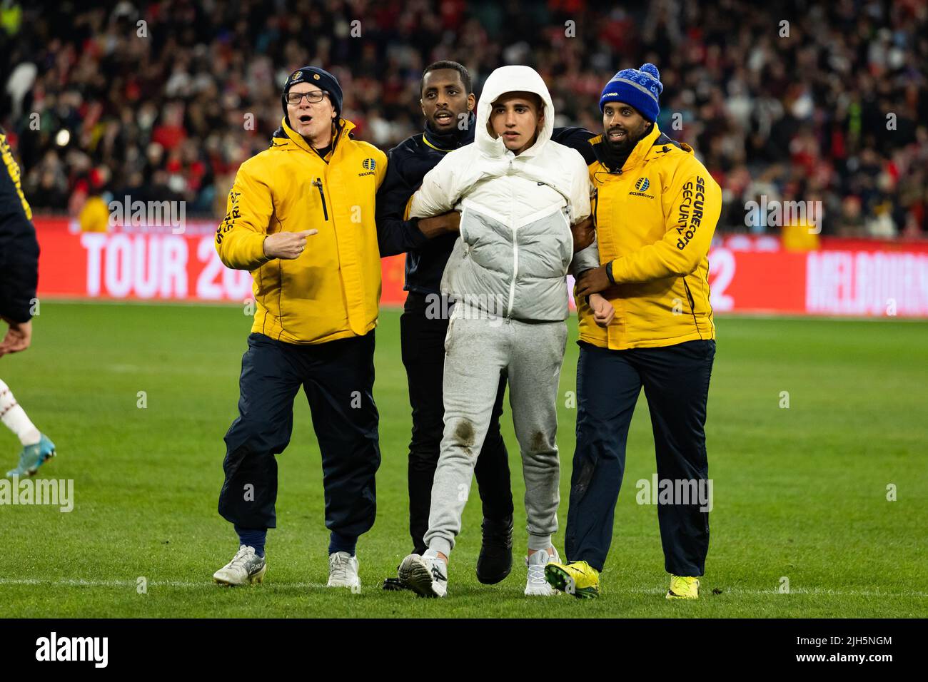 July 15, 2022: MELBOURNE, AUSTRALIA - JULY 15: A pitch invader as ...