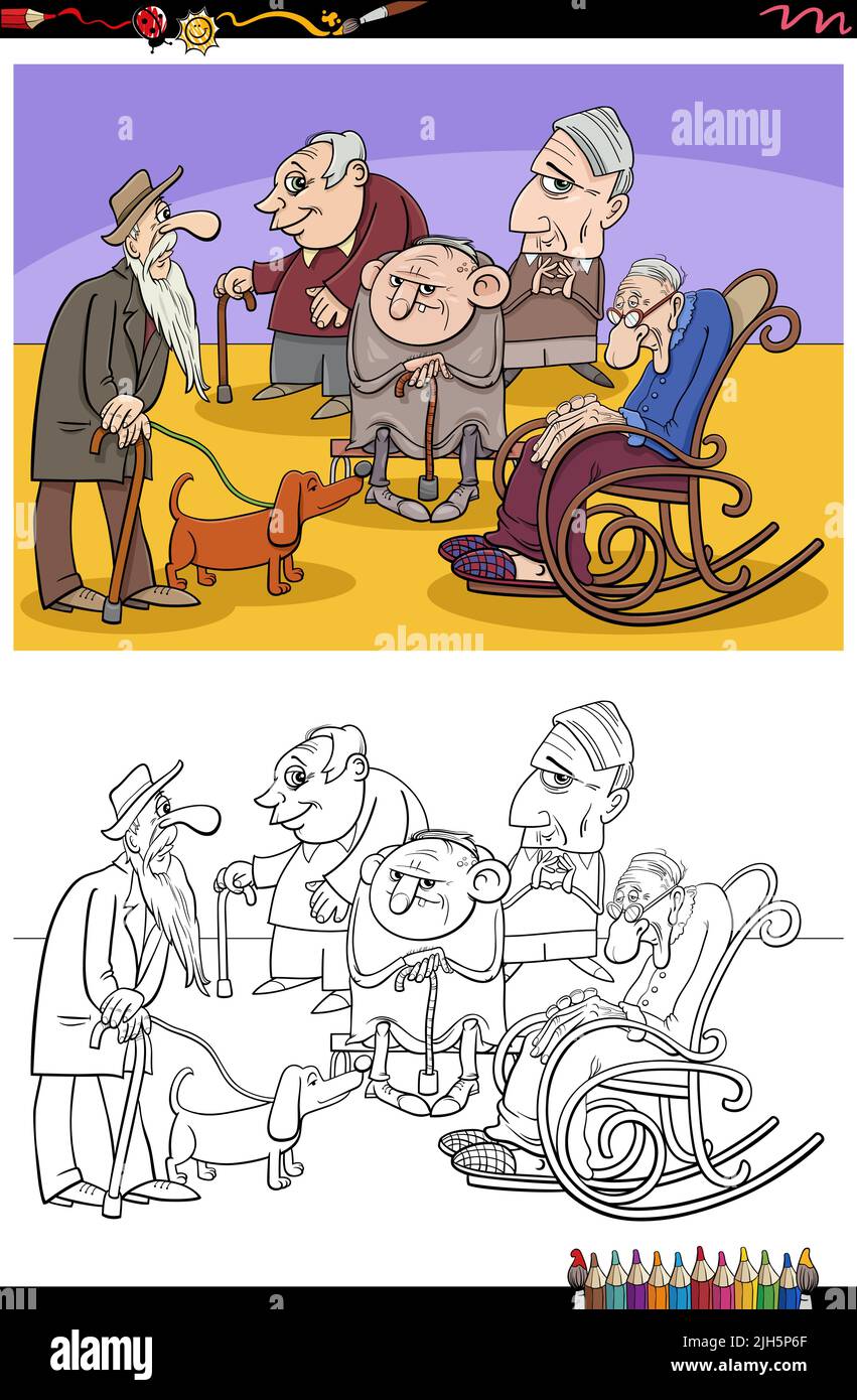 Cartoon illustration of elder people or senior characters group ... Cartoon illustration of elder people or senior characters group ...