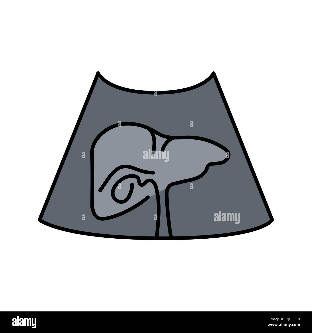 Ultrasound liver color line illustration. Cosmetology skin care concept ...