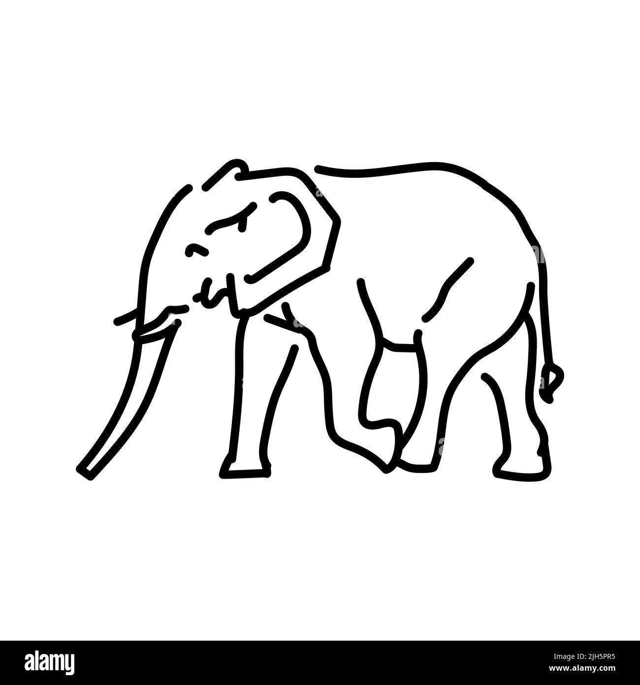 African elephant color line illustration. Animals of Africa Stock ...