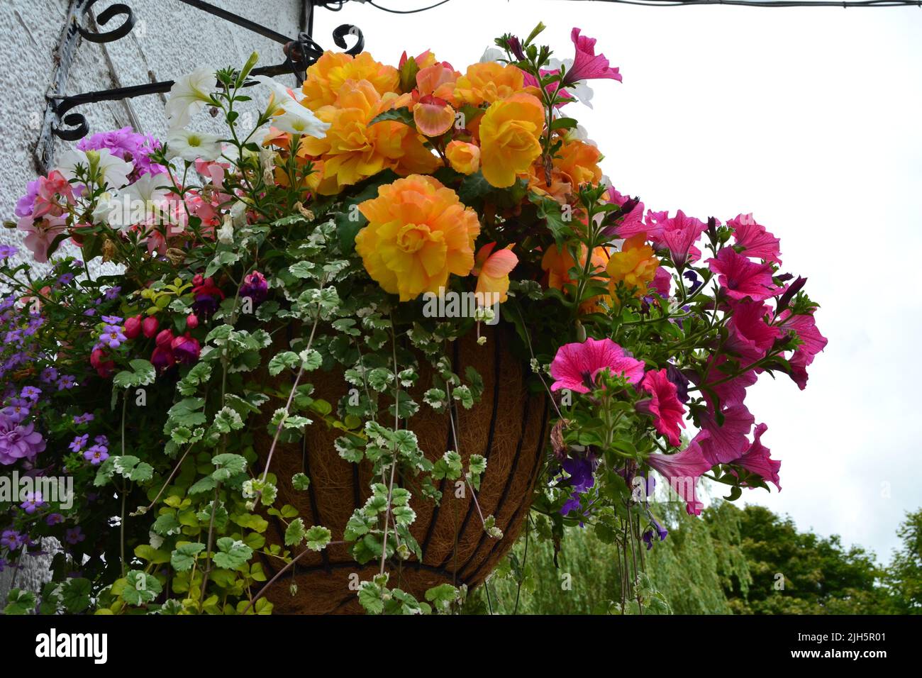 Hanging Baskets at the Ship Inn, Lathom, Lancashire, UK Stock Photo - Alamy