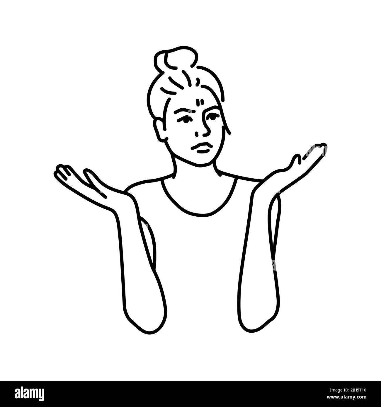 Female emotion confusion color line illustration Stock Vector Image ...