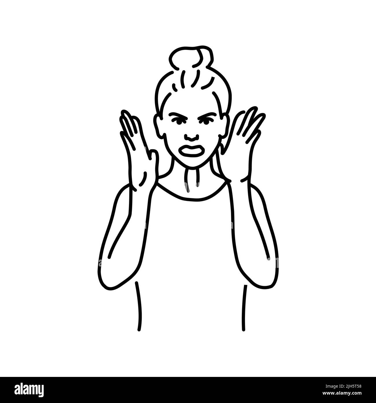 Evil girl in anger color line illustration Stock Vector Image & Art - Alamy