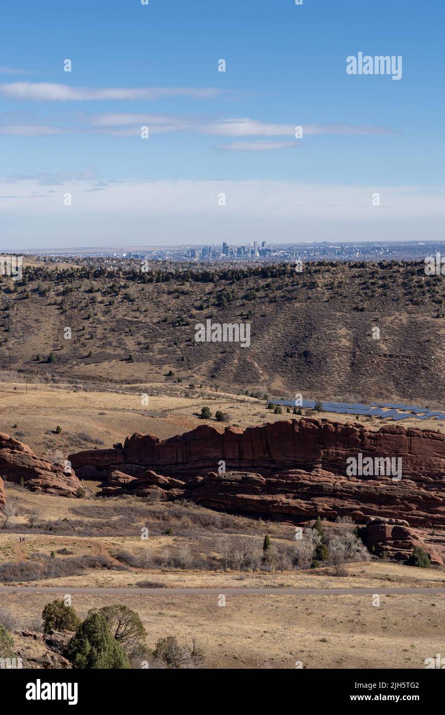 The view of Rod Rocks Amphitheater from Mount Morrison in Denver ...